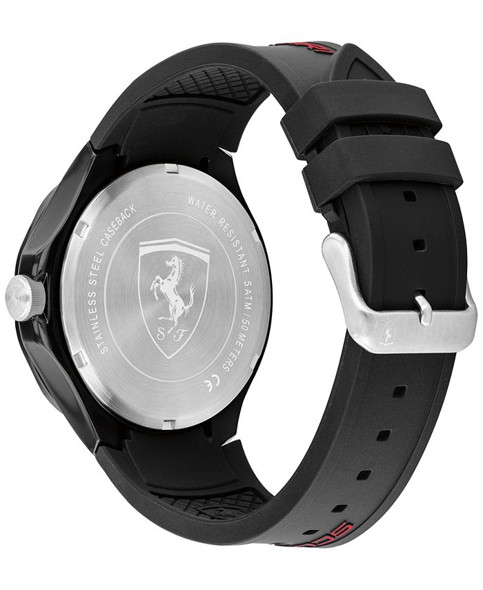 Ferrari Men's Pista Black Silicone Strap Watch 44mm - Macy's