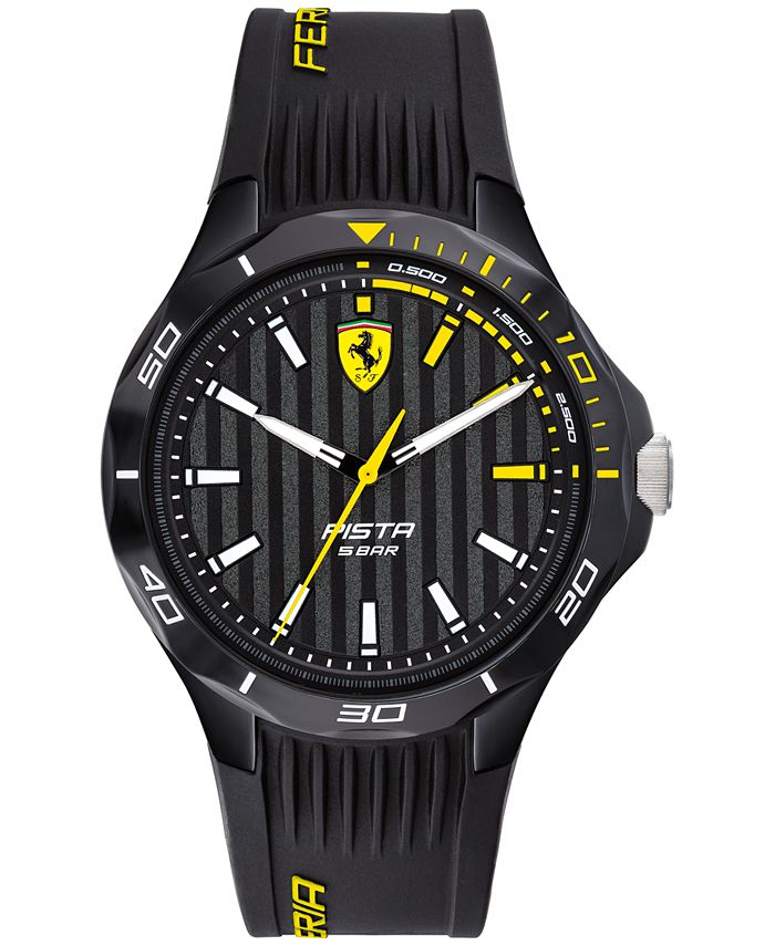 Ferrari Men's Pista Black Silicone Strap Watch 44mm - Macy's