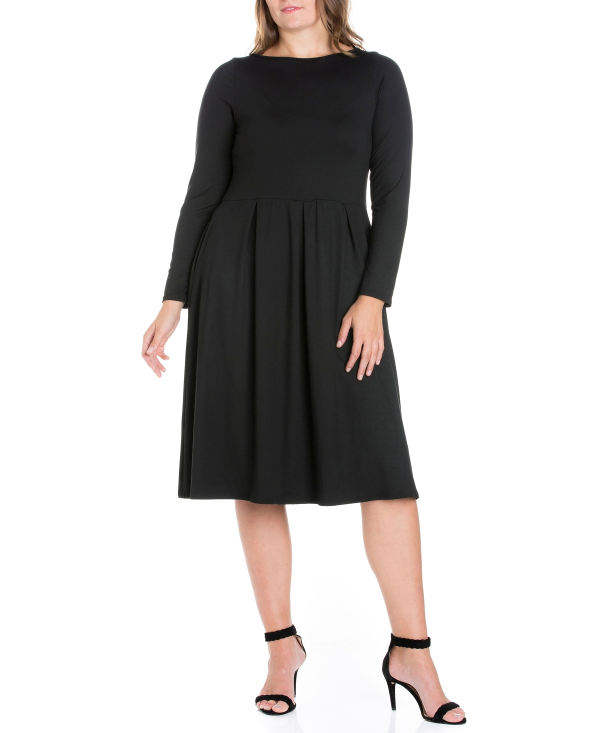 Click here for Womens Plus Size Fit and Flare Midi Dress - Black prices