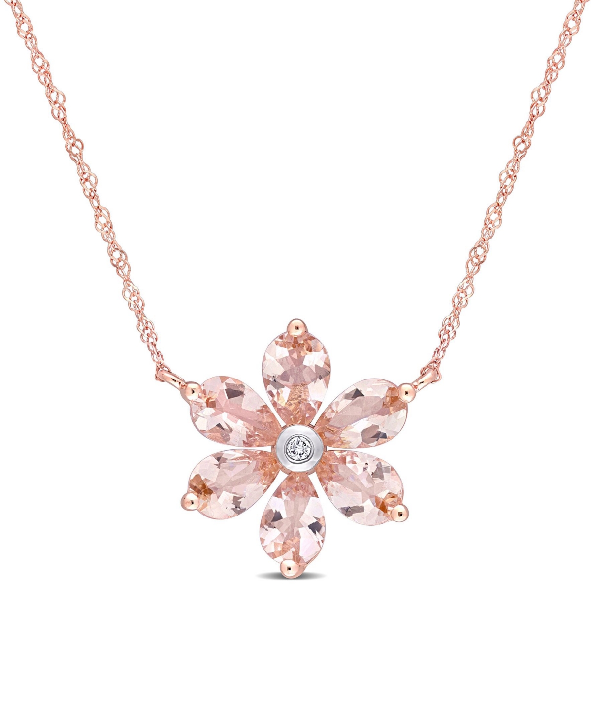 Click here for Morganite and Diamond Accent Floral Necklace - Pin... prices