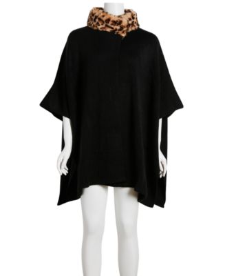 Cejon Faux Fur Leopard Collar Cape - Macy's