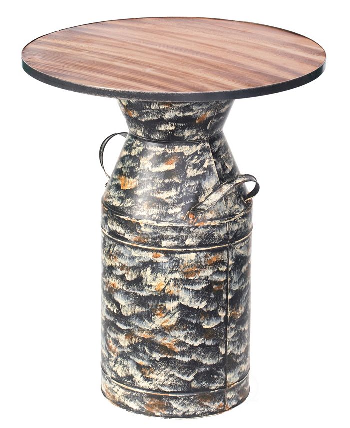 Vintiquewise Antique Rustic Round Milk Can Side Table Farmhouse Milk ...