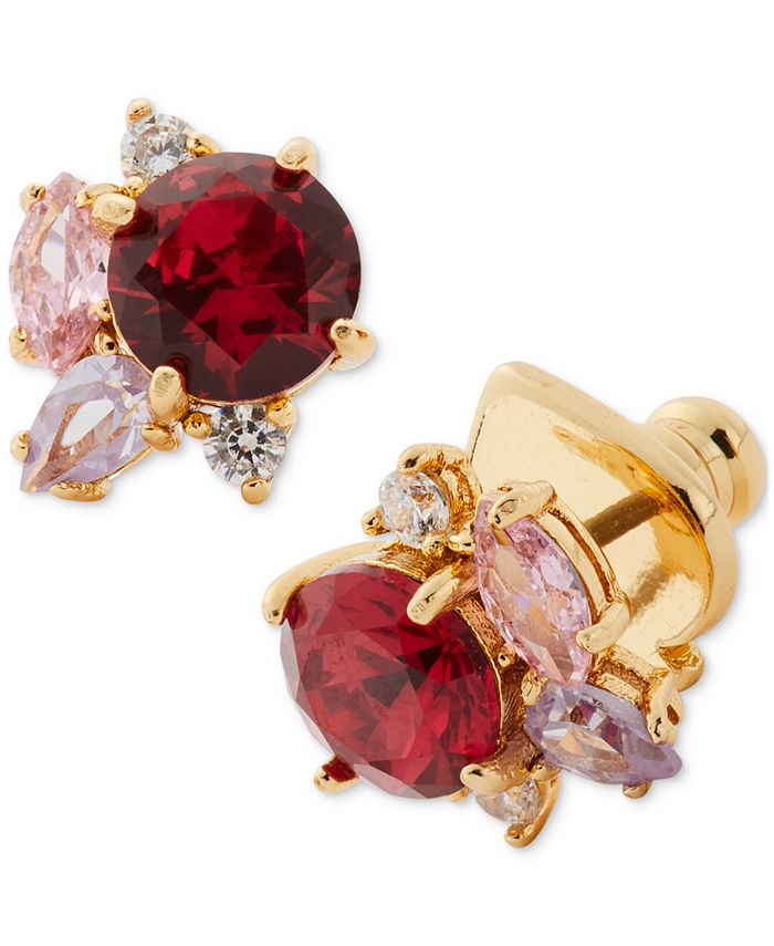kate spade new york Gold-Tone Multi-Crystal Cluster Stud Earrings - Macy's