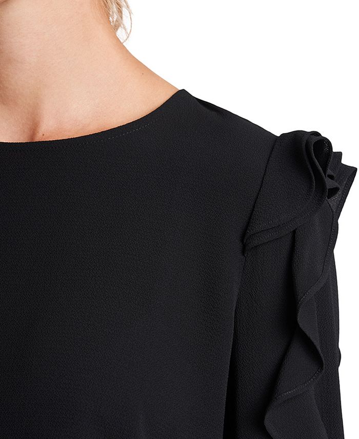 CeCe Women's Ruffled Sleeve Long Sleeve Crew Neck Blouse - Macy's