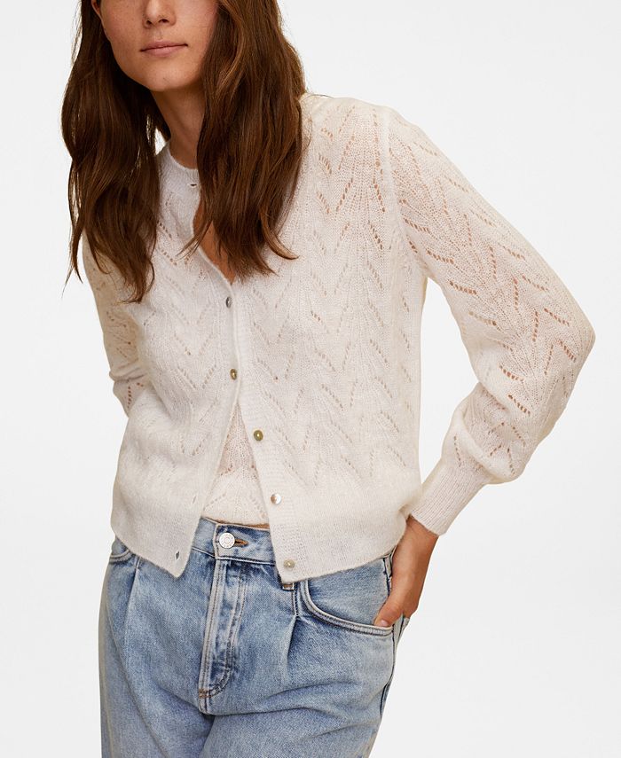 MANGO Women's Openwork Knit Cardigan - Macy's
