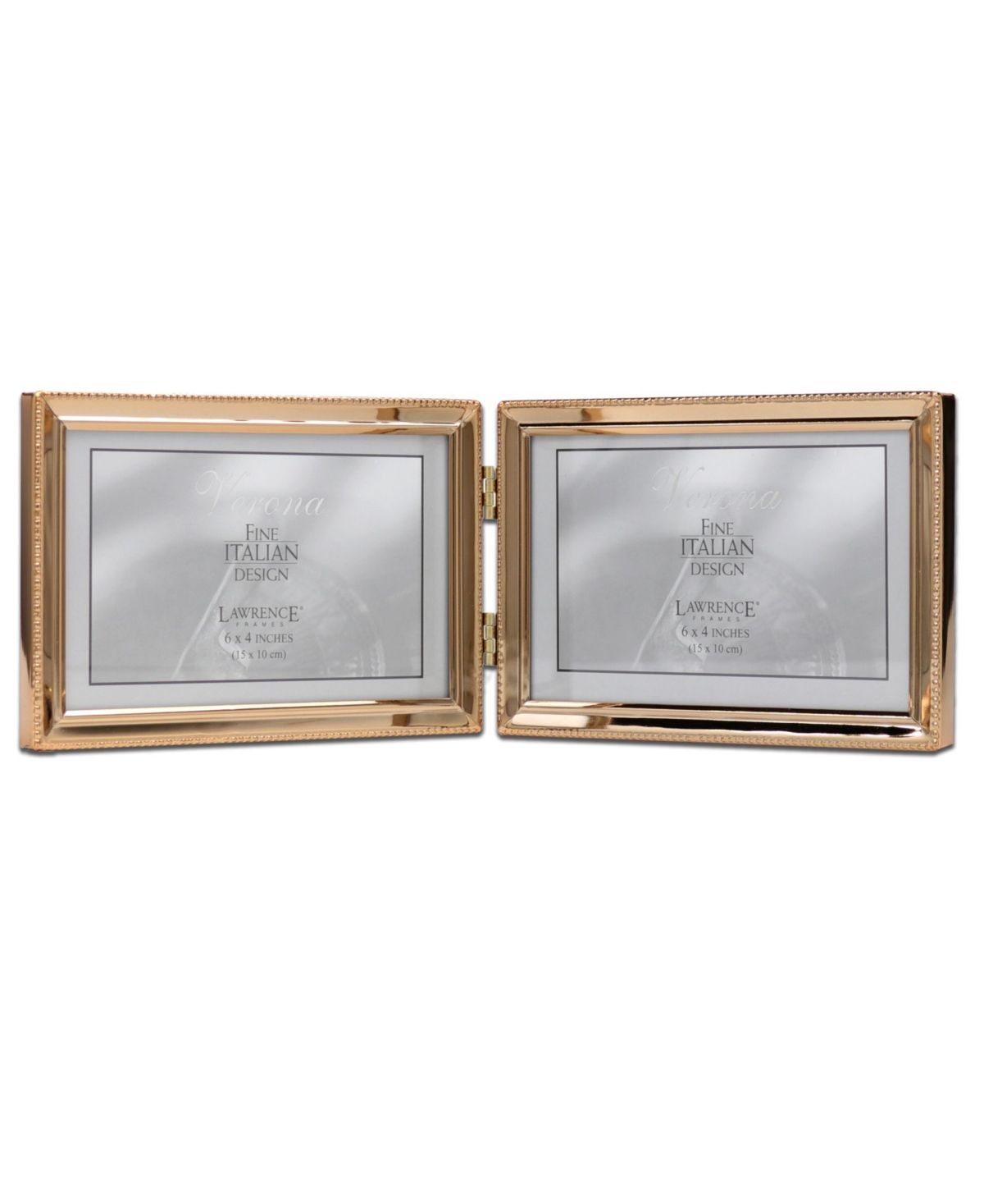 Click here for Polished Metal Hinged Double Picture Frame - Bead... prices