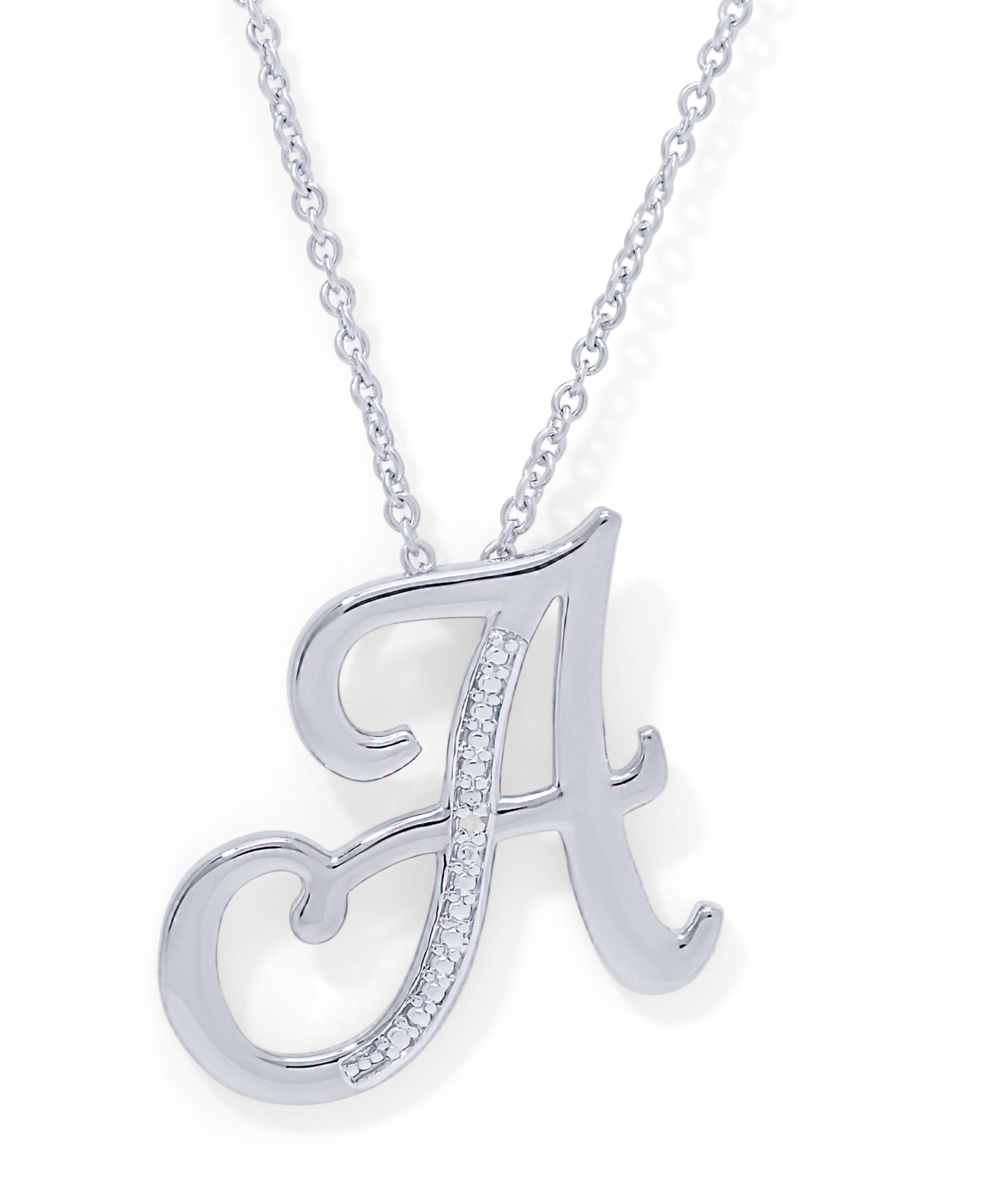 Click here for Diamond Accent Initial Pendant Necklace 18 in Silv... prices