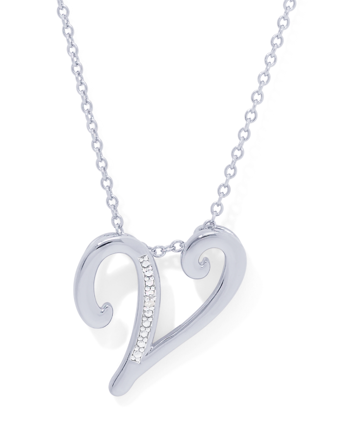 Click here for Diamond Accent Initial Pendant Necklace 18 in Silv... prices