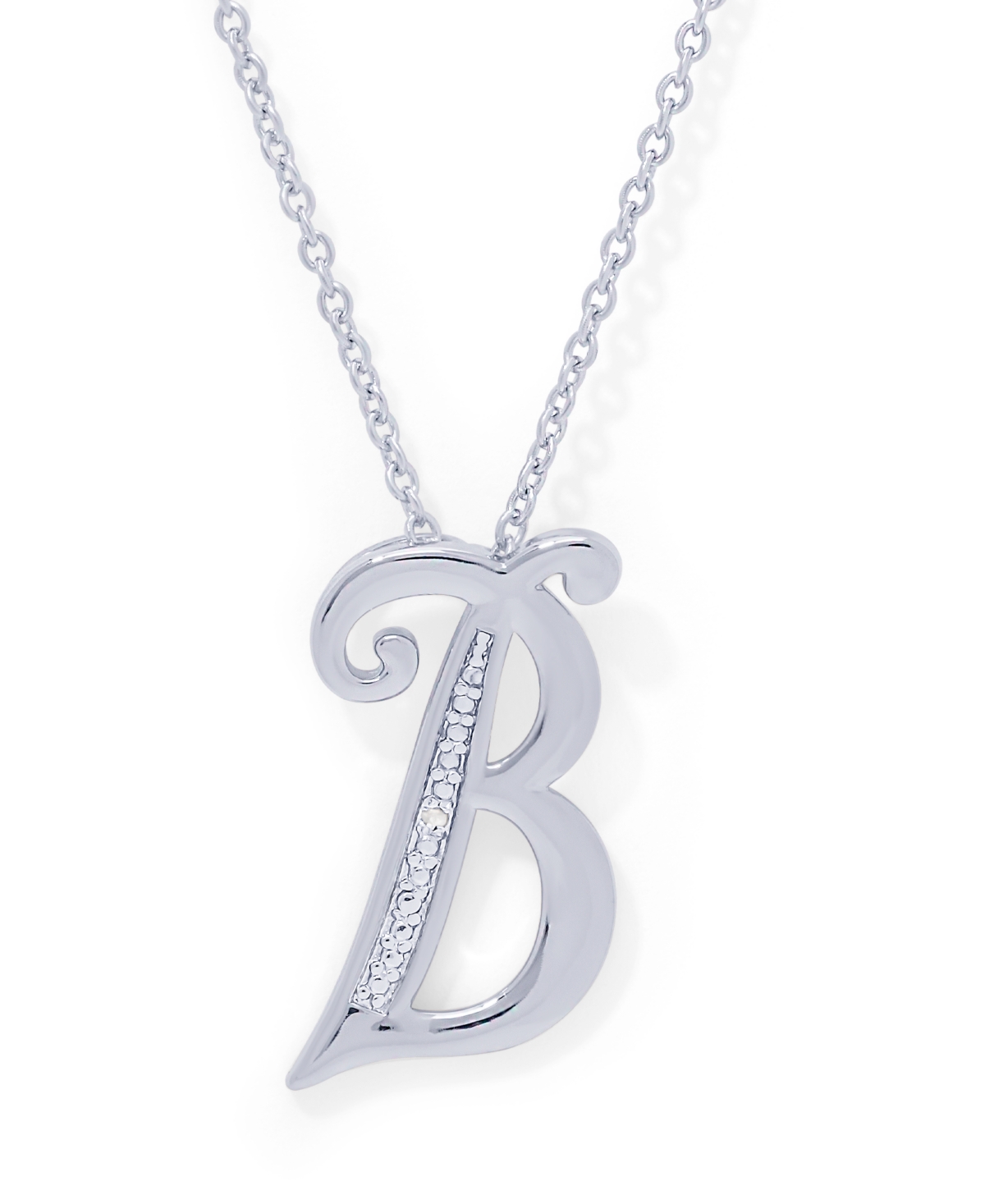 Click here for Diamond Accent Initial Pendant Necklace 18 in Silv... prices