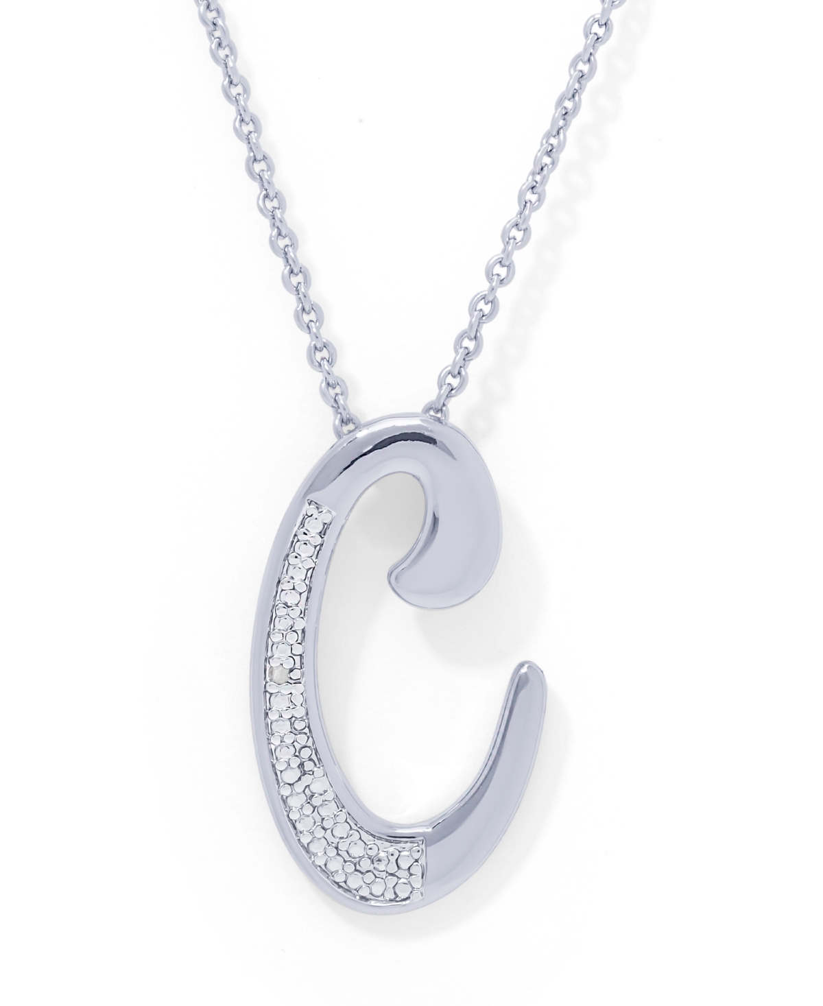 Click here for Diamond Accent Initial Pendant Necklace 18 in Silv... prices