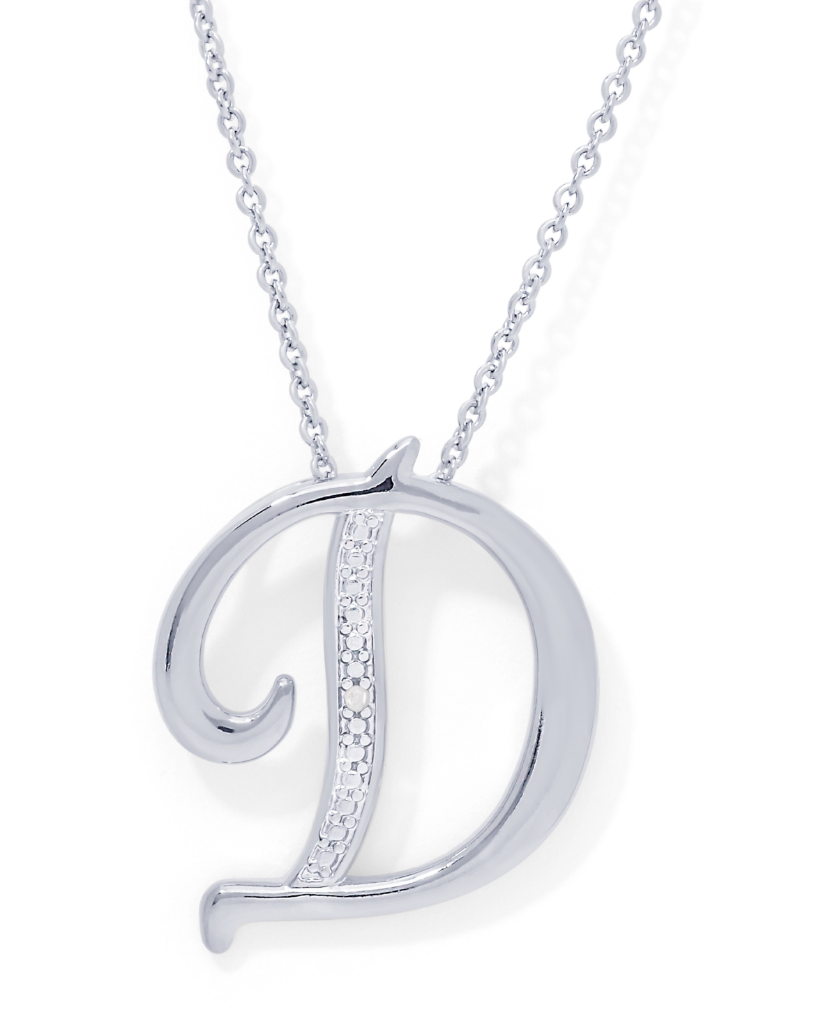 Click here for Diamond Accent Initial Pendant Necklace 18 in Silv... prices