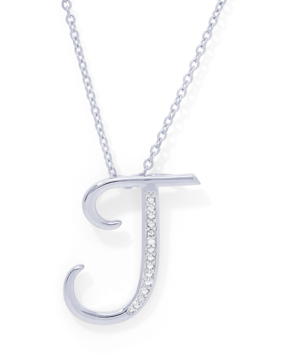 Click here for Diamond Accent Initial Pendant Necklace 18 in Silv... prices