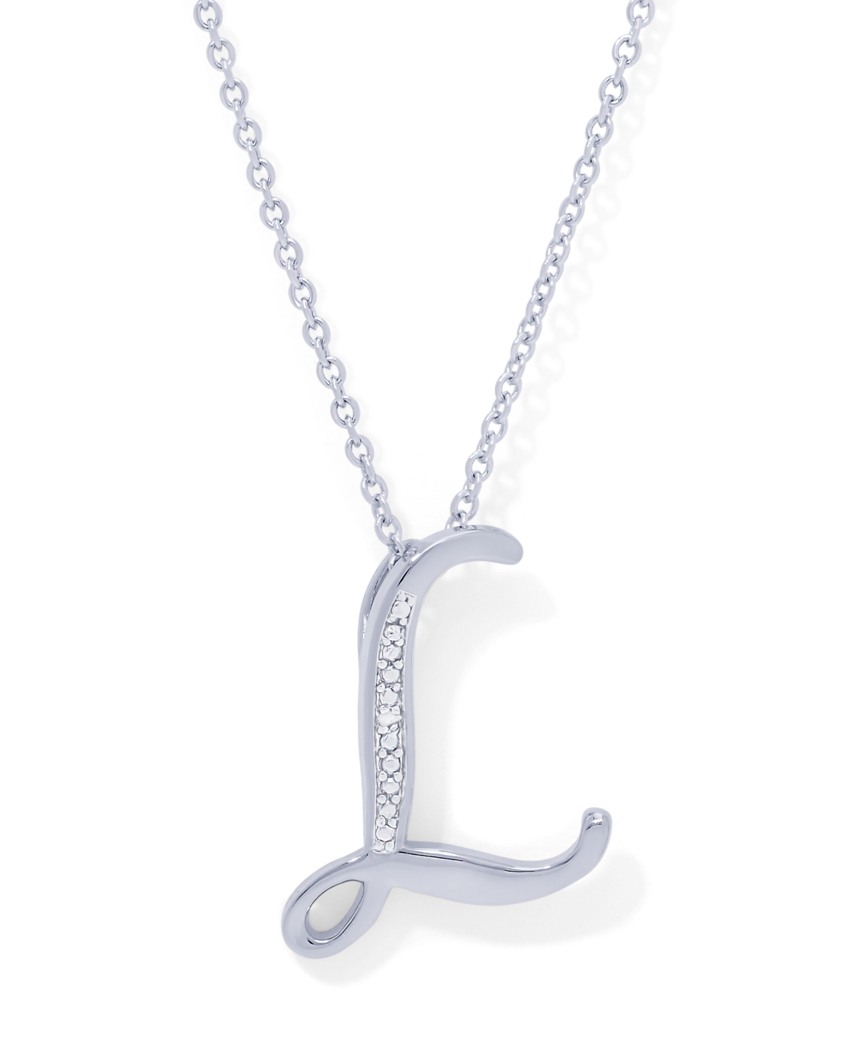 Click here for Diamond Accent Initial Pendant Necklace 18 in Silv... prices