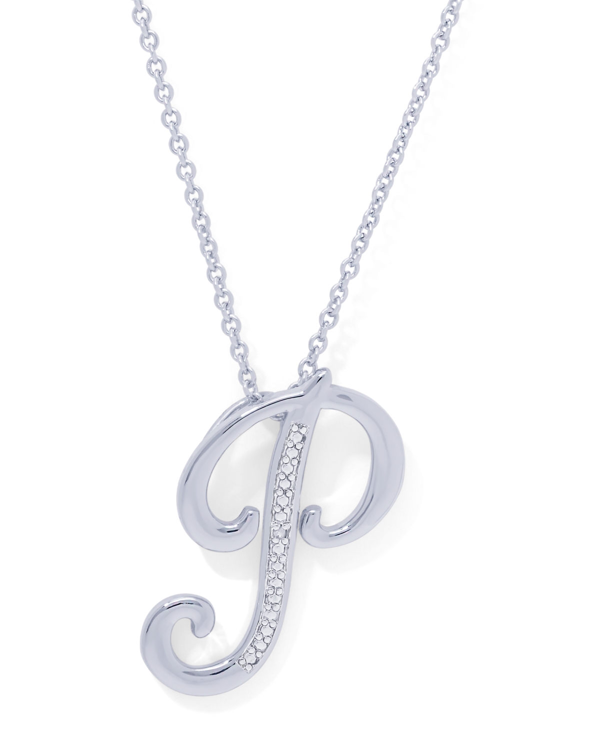 Click here for Diamond Accent Initial Pendant Necklace 18 in Silv... prices
