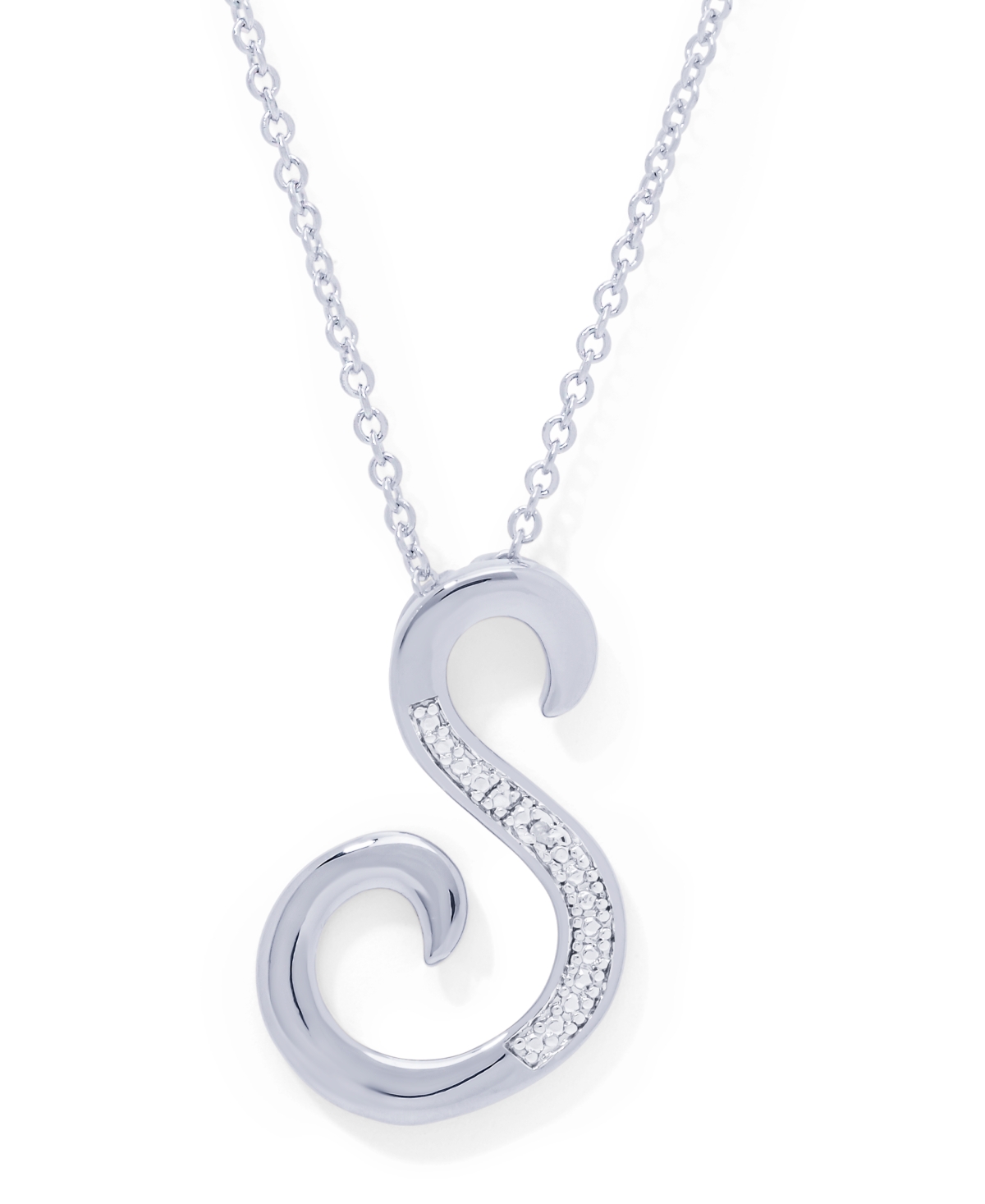 Click here for Diamond Accent Initial Pendant Necklace 18 in Silv... prices