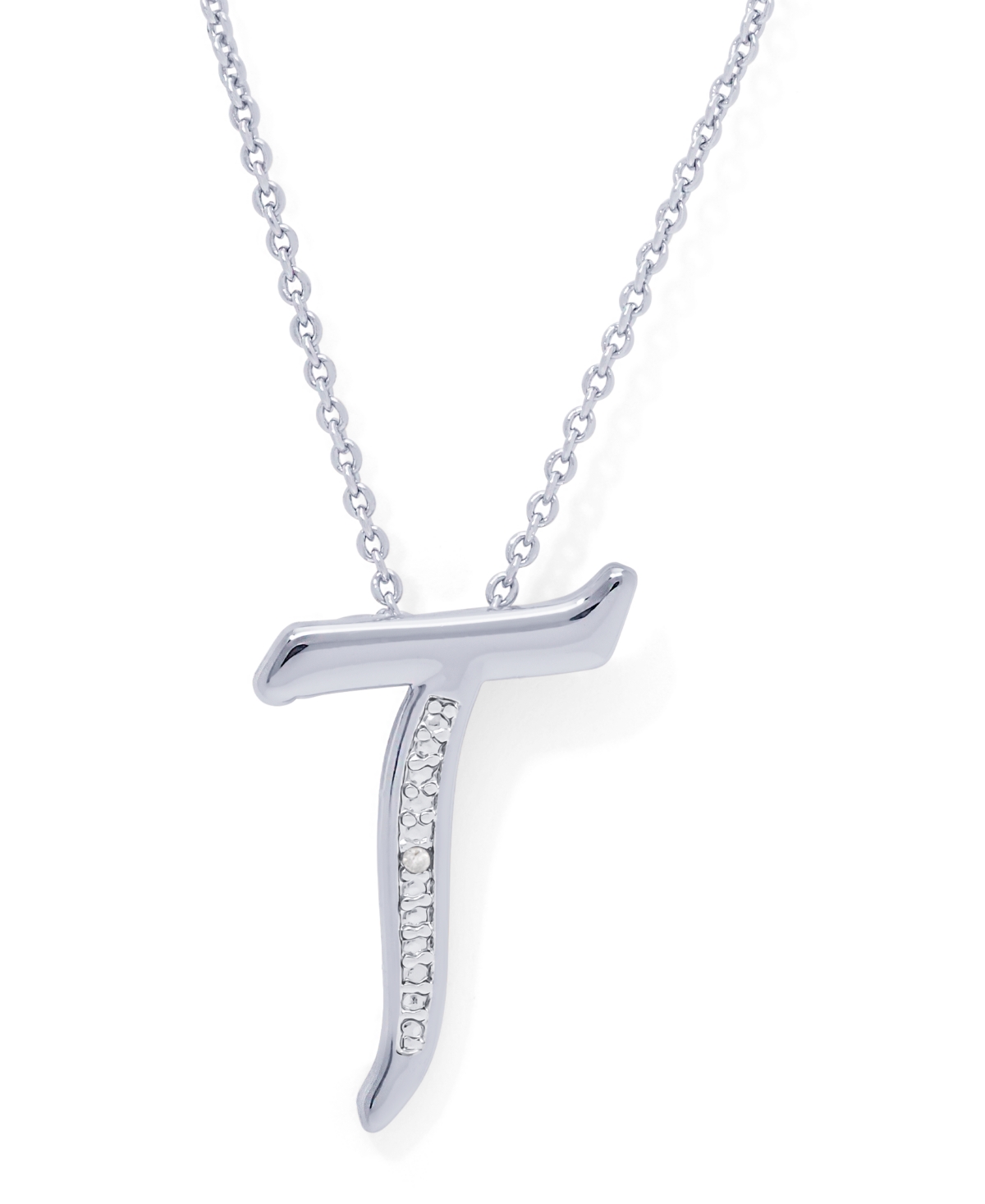Click here for Diamond Accent Initial Pendant Necklace 18 in Silv... prices