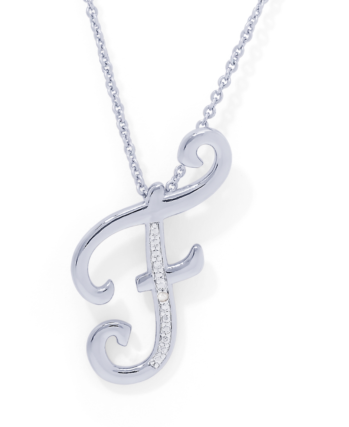 Click here for Diamond Accent Initial Pendant Necklace 18 in Silv... prices