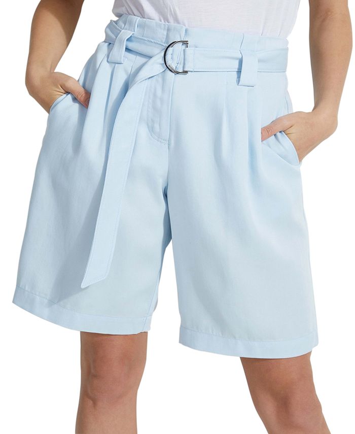 GUESS Maece Paper-Bag Bermuda Shorts - Macy's