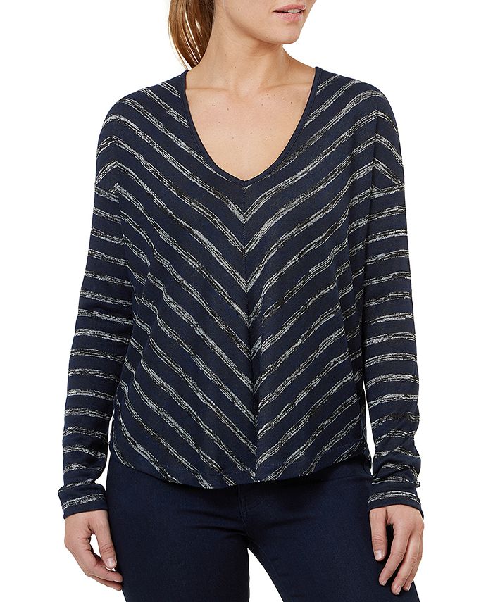 Numero Printed Miter V-Neck Top - Macy's