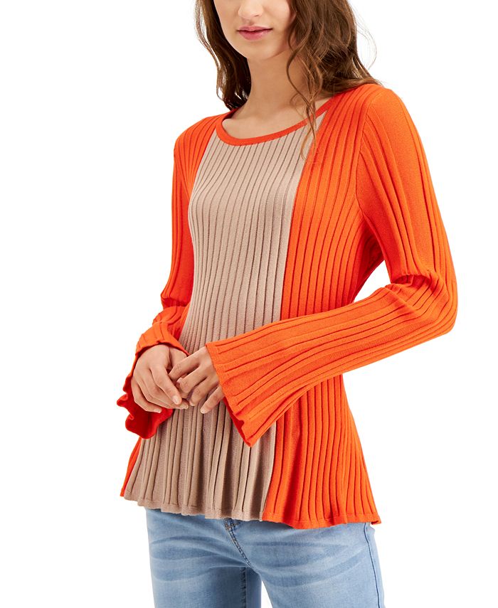 Fever Colorblocked Peplum Sweater - Macy's
