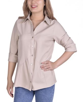 Women's Button Front Blouse with Wide Cuff - Macy's