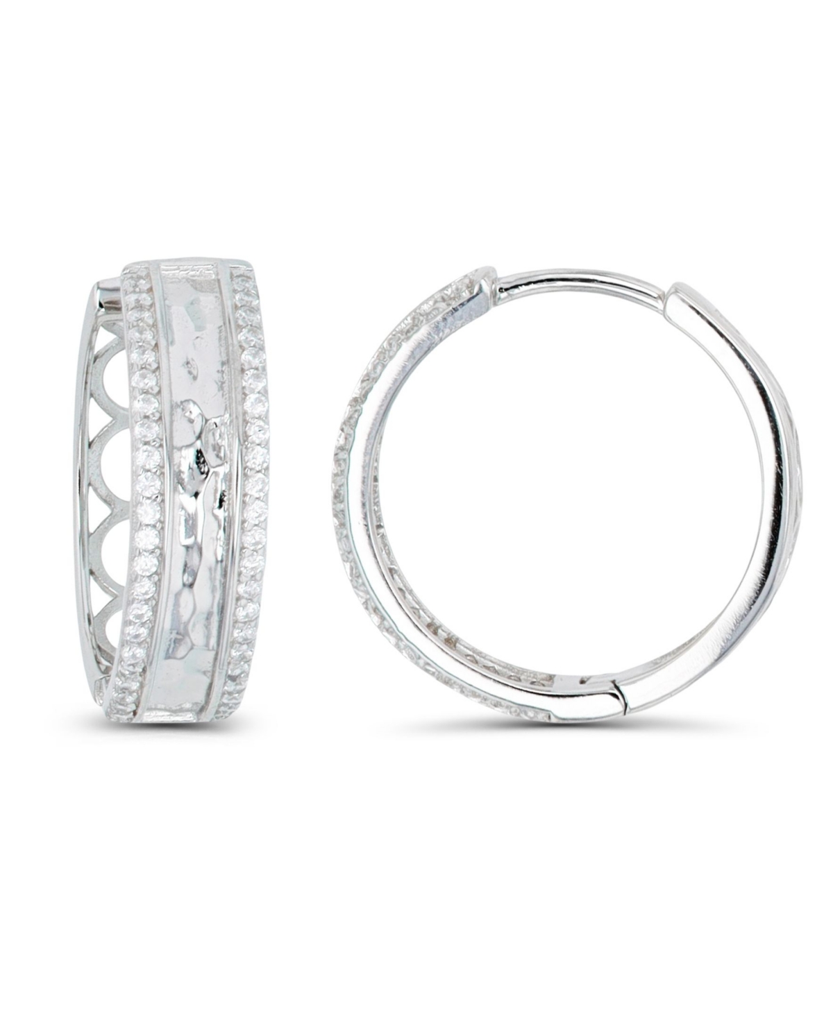 Click here for Macys Cubic Zirconia Rhodium Plated Pave Hammered... prices
