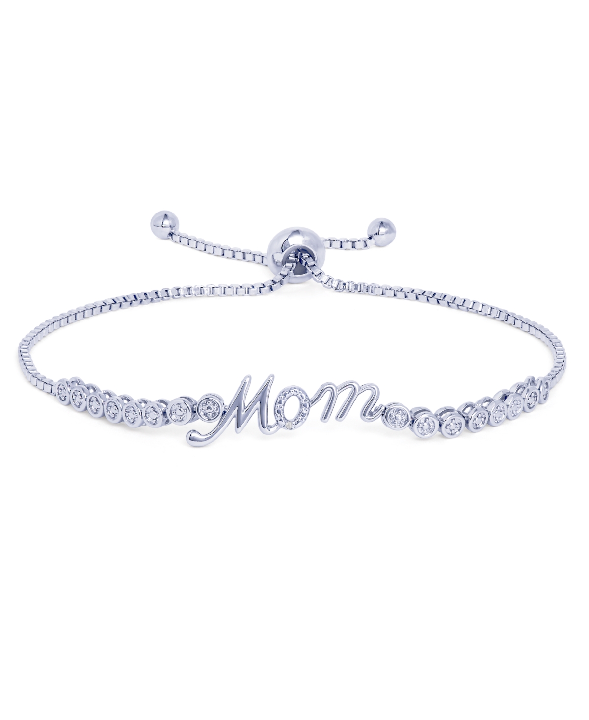 Click here for Diamond Accent Mom Adjustable Bolo Bracelet in Sil... prices