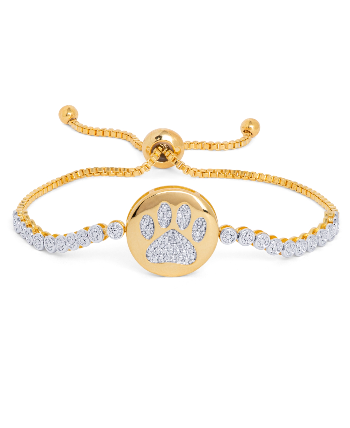 Click here for Diamond Accent Dog Paw Adjustable Bracelet in Gold... prices