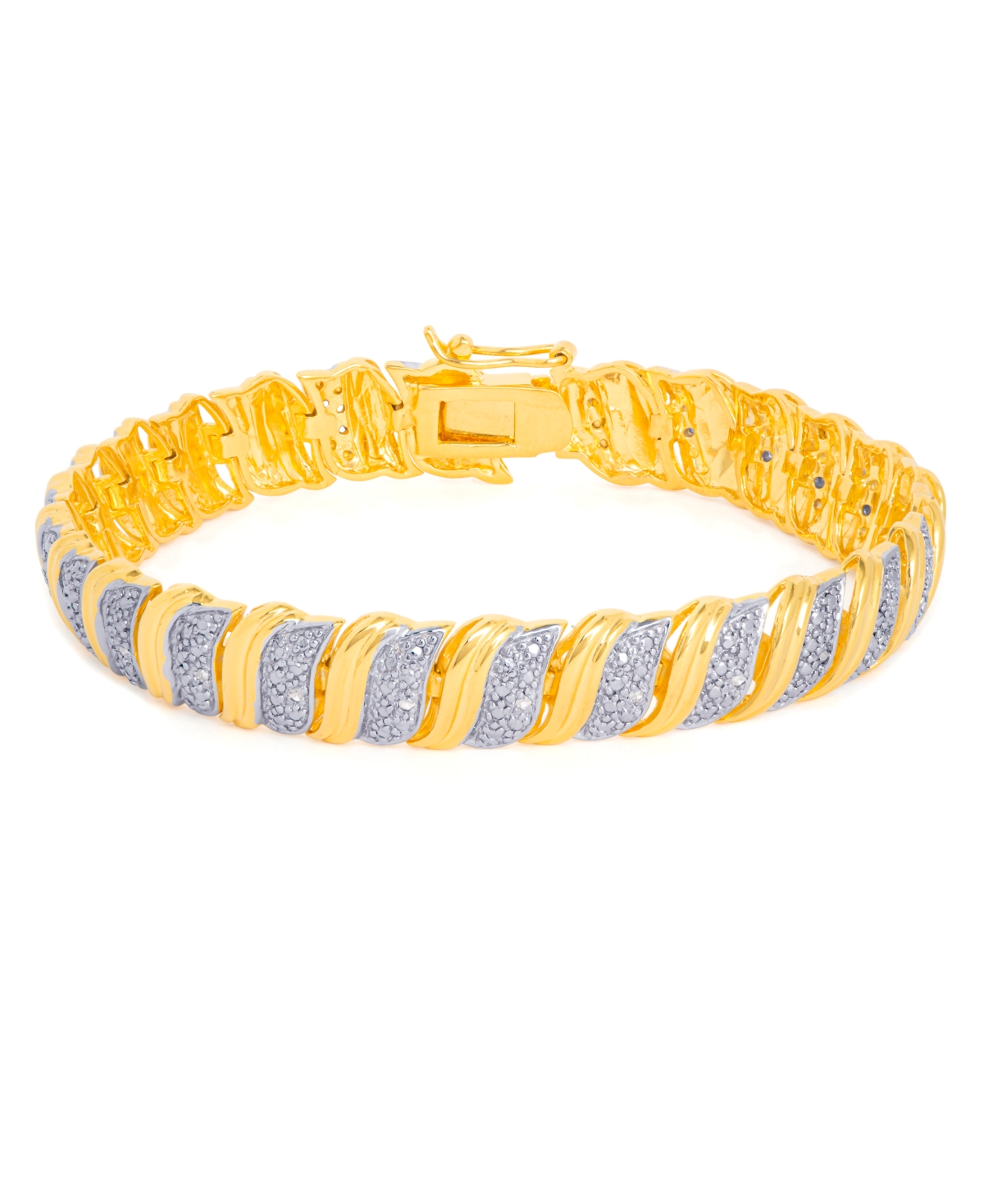 Click here for Diamond Accent S Link Bracelet in Gold-Plate - Gol... prices