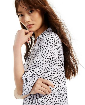 Alfani Roll-Tab Printed Tunic, Created for Macy's - Macy's