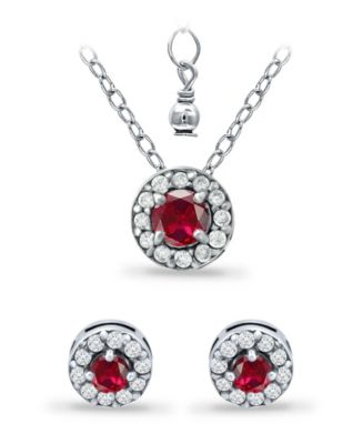 Giani Bernini Created Ruby and Cubic Zirconia Halo Pendant and Earring ...