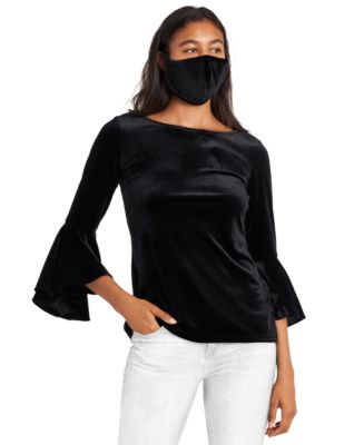 MSK Velvet Bell-Sleeve Top & Face Mask - Macy's