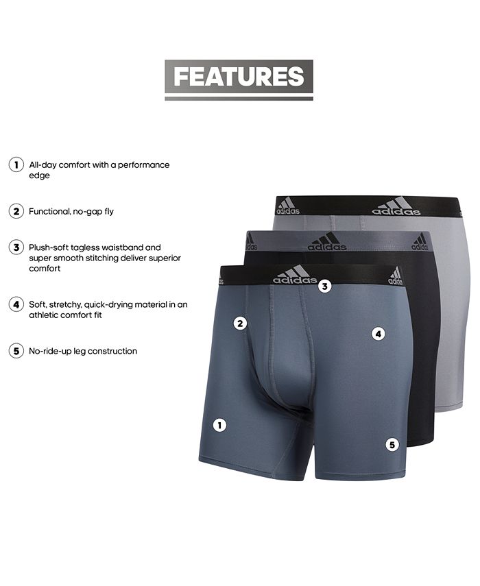adidas Men's 3-Pk. Performance Boxer Briefs - Macy's