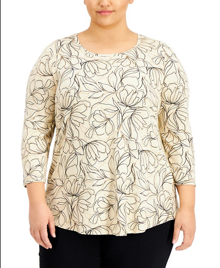 JM Collection Plus Size Printed Top, Created for Macy's - Macy's
