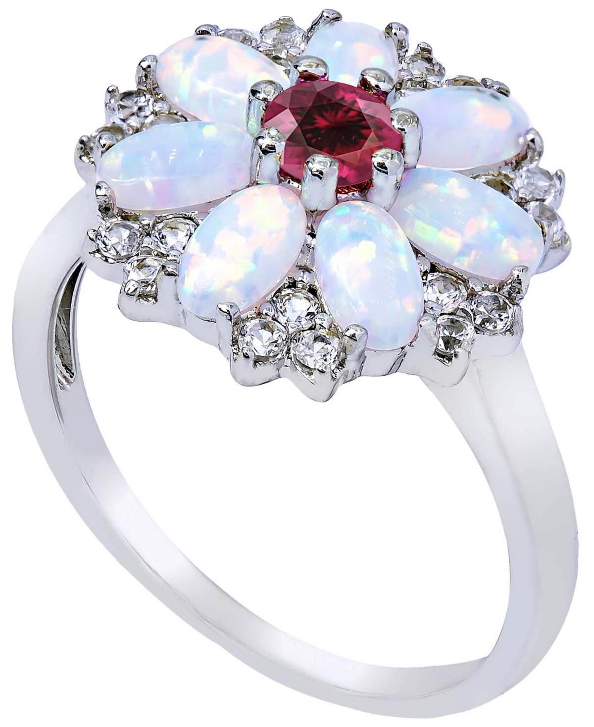 Click here for Womens Flower Ring in Sterling Silver - Opal prices