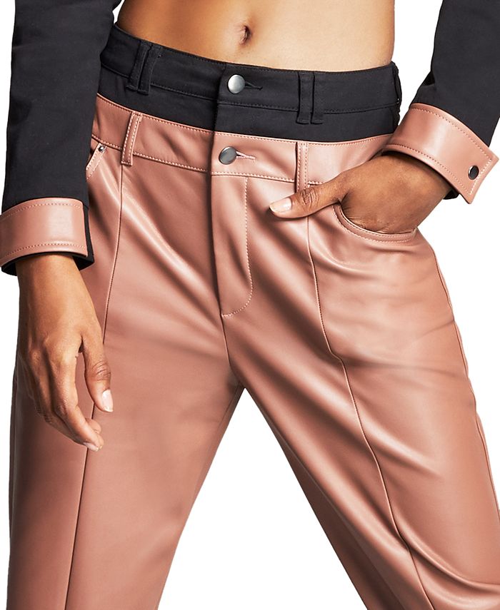 Bar III Zerina Akers for Double-Waistband Faux-Leather Pants, Created ...