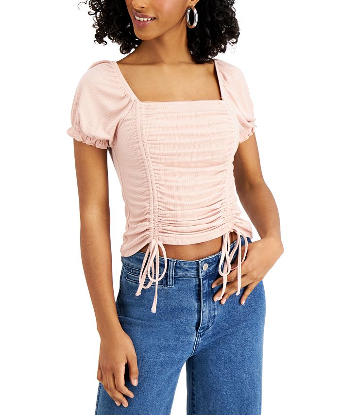 Crave Fame Juniors' Ruched Square-Neck Top - Macy's
