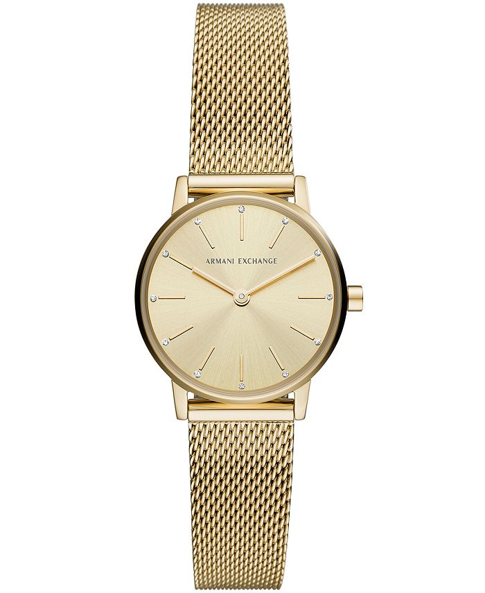 A|X Armani Exchange AX Women's Gold-Tone Stainless Steel Mesh Bracelet ...