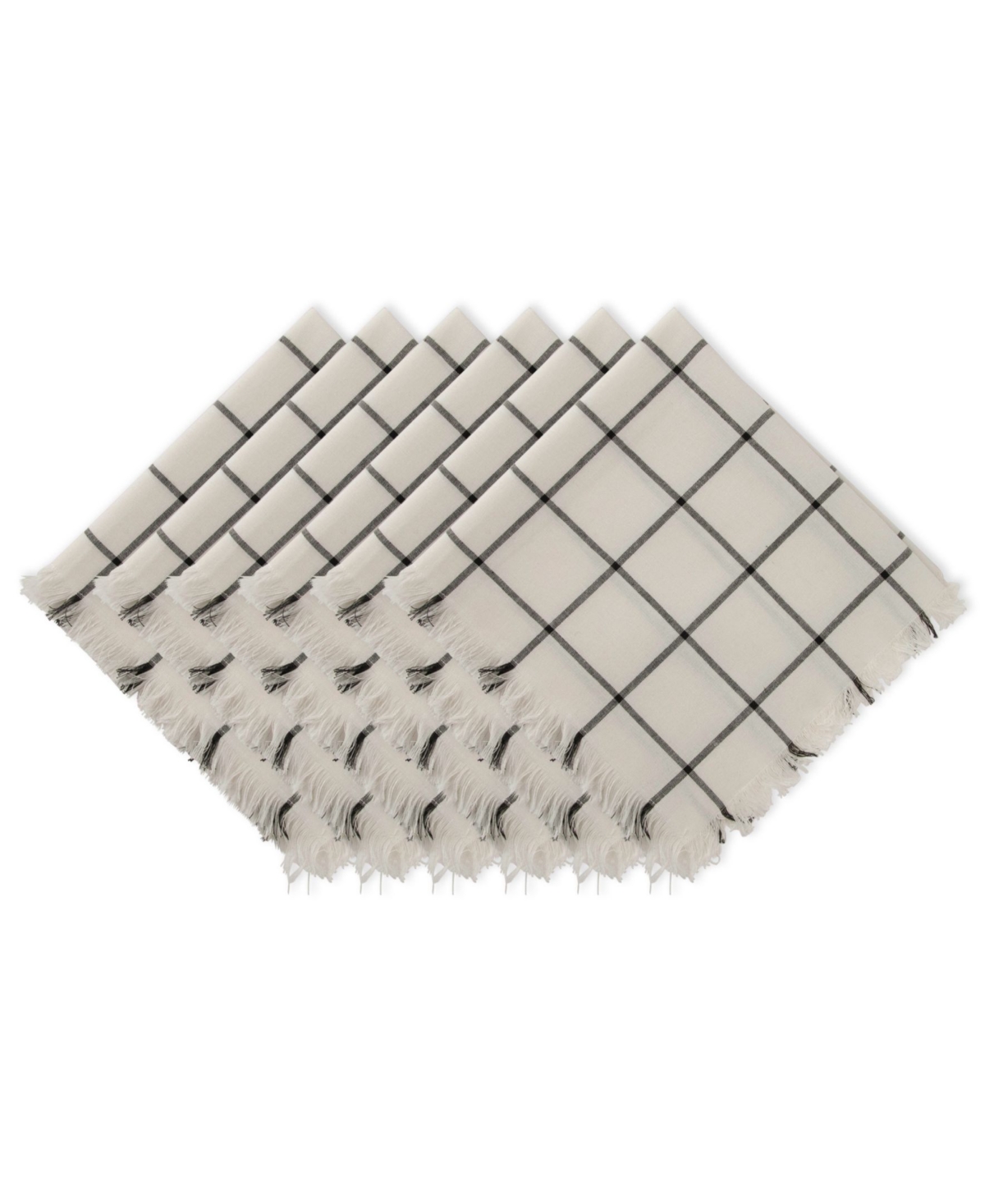 Click here for Design Imports Check Fringed Napkin  Set of 6 - Bl... prices
