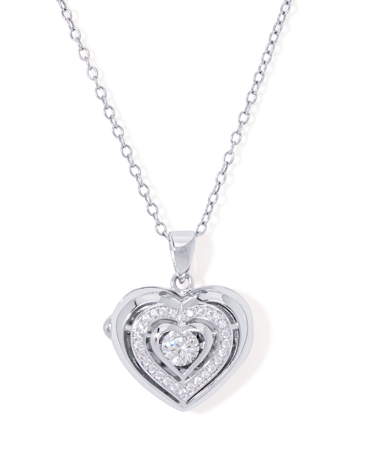 Click here for Cubic Zirconia Heart Locket Pendant 18 Necklace in... prices