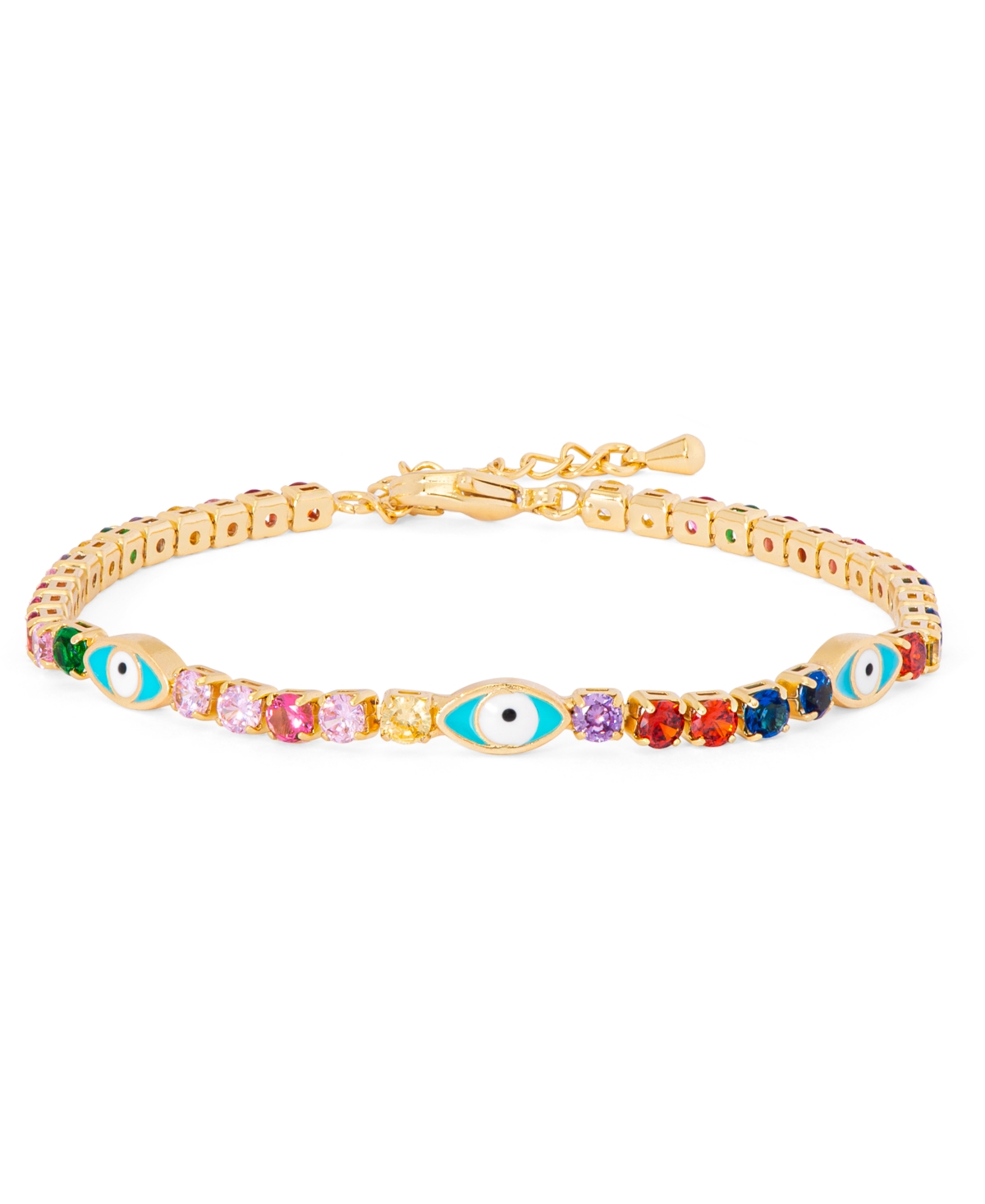 Click here for Multi Color Stone Enamel Evil Eye Bracelet in Gold... prices