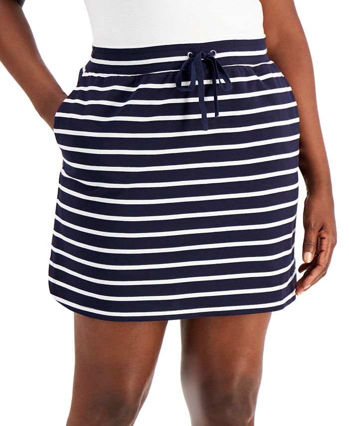 Karen Scott Striped Pull-On Skort, Created for Macy's - Macy's