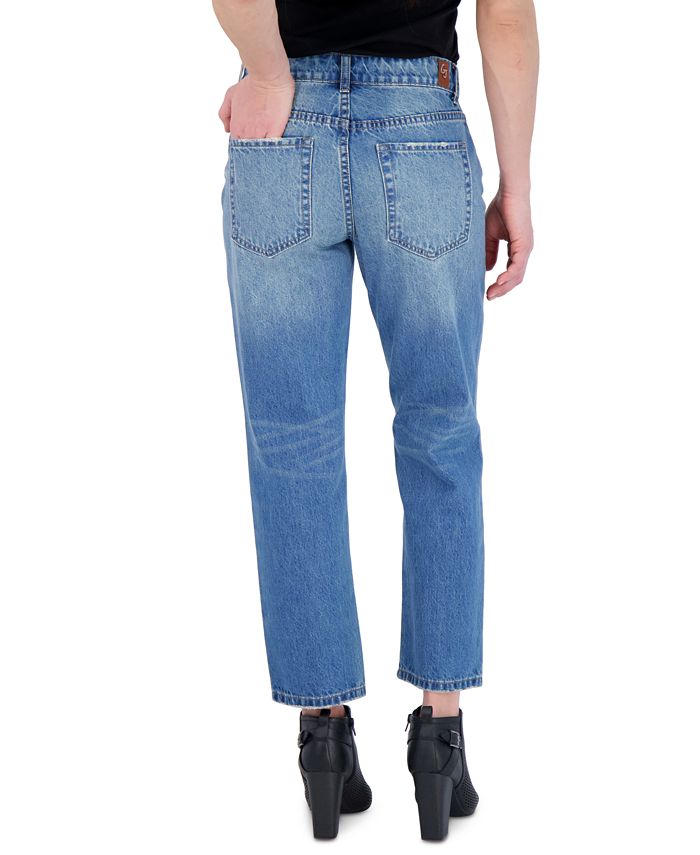 Gogo Jeans Juniors' Straight-Leg Ripped Jeans - Macy's