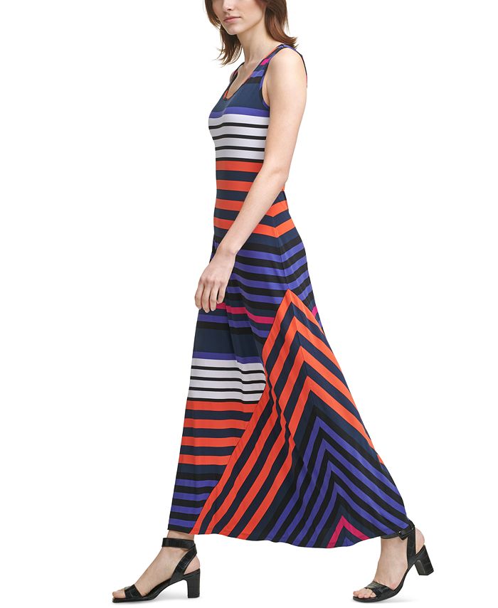 Calvin Klein Striped Knit Maxi Dress - Macy's