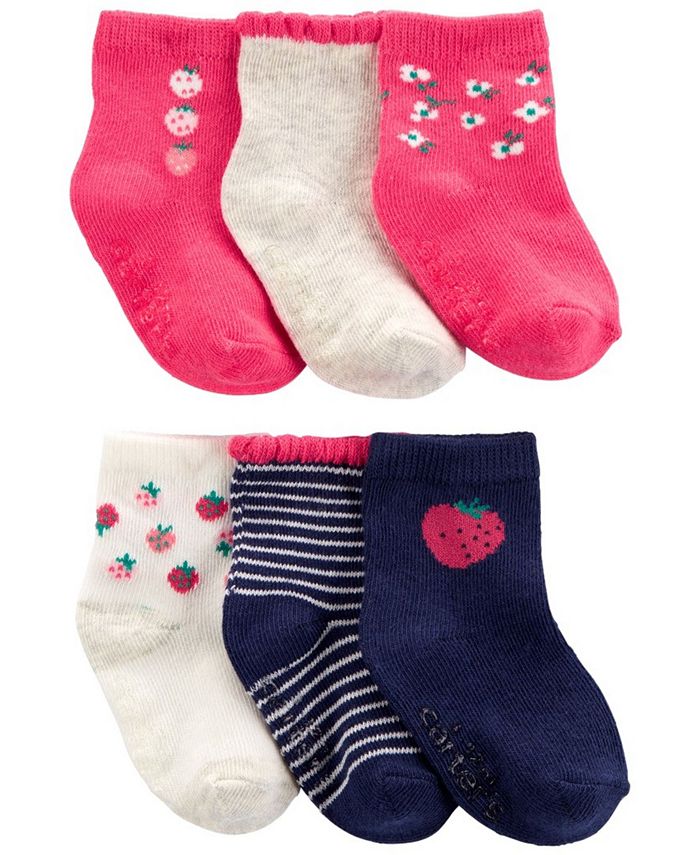 Carter's Baby Girls Fruity Crew Socks, Pack of 6 - Macy's