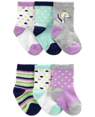 Carter's Baby Girls Crew Socks, Pack of 6 - Macy's