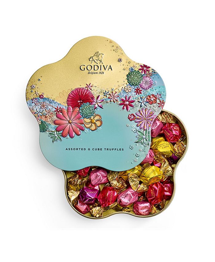Godiva Spring Assorted G Cube Flower Tin, 32 Pieces - Macy's