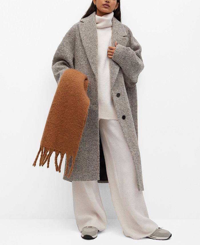 MANGO Women's Textured Wool-Blend Coat - Macy's