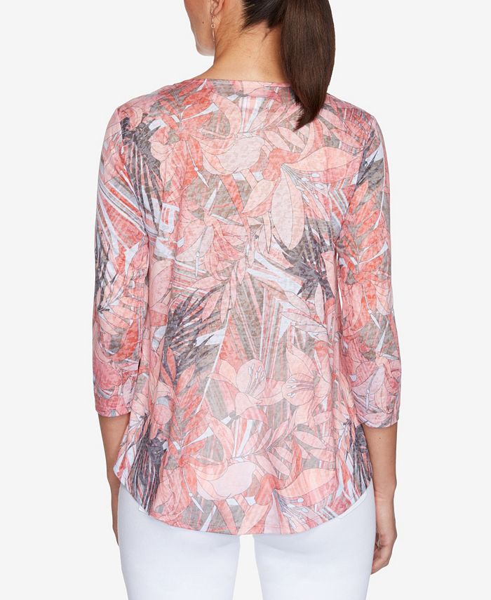 Ruby Rd. Plus Size Knit Embellished Floral Top - Macy's