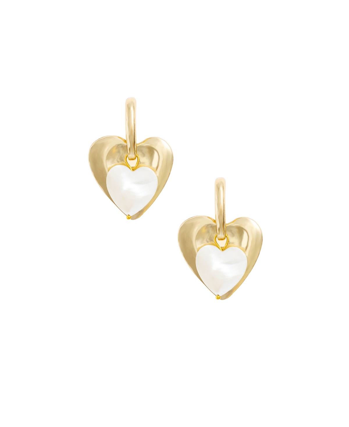 Click here for Ettika Mother of Pearl and Gold Plated Heart Earri... prices